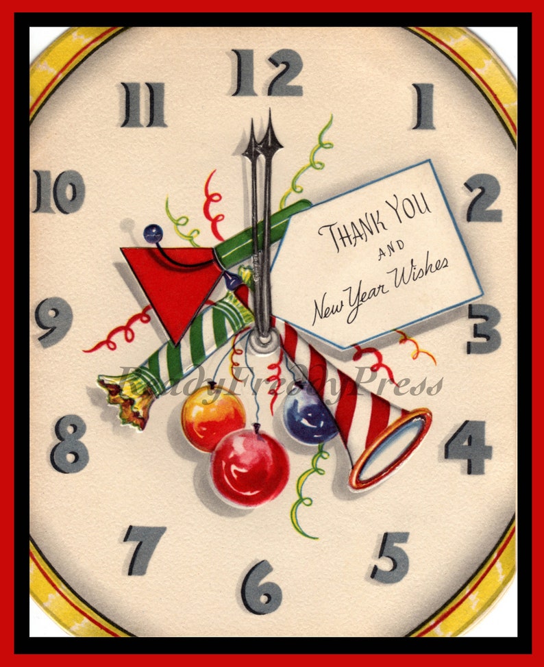 Thank You Notecards /holiday/new Years/thank You/ Vintage Image /boxed ...