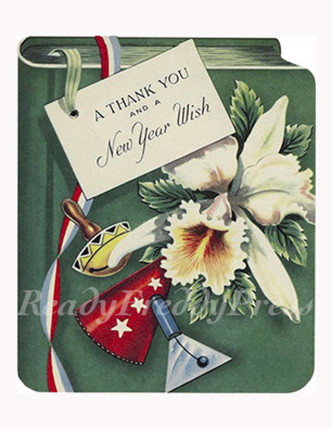 Thank You Notecards /holiday/new Years/thank You/ Vintage Image /boxed ...