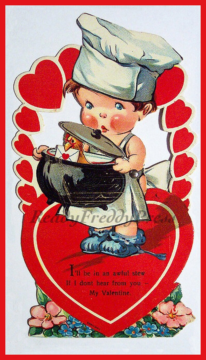 Valentine Cards/ Vintage Image/ Boys/ Sailor/ Cop/ Chef/ - Etsy