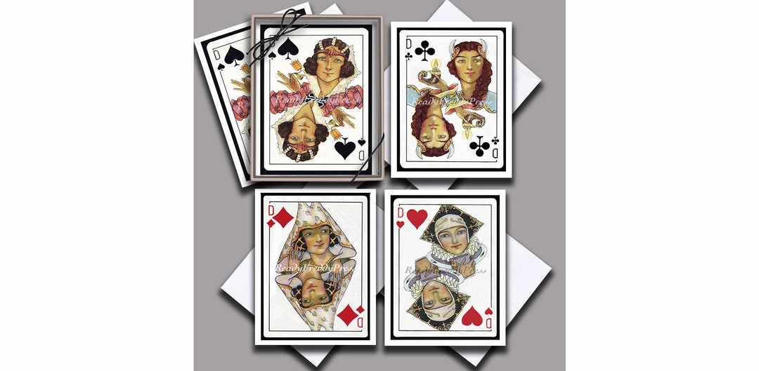 Queens Only Playing Cards Notecards/ Vintage Images/ / Classical ...