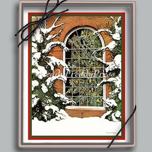 Christmas Card/ Holiday/ Christmas Tree/ Window/ Vintage Image Card ...