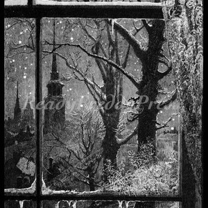 Snow Scene Notecards Vintage Woodcut/ Christmas/ Holiday/ Winter Scene ...