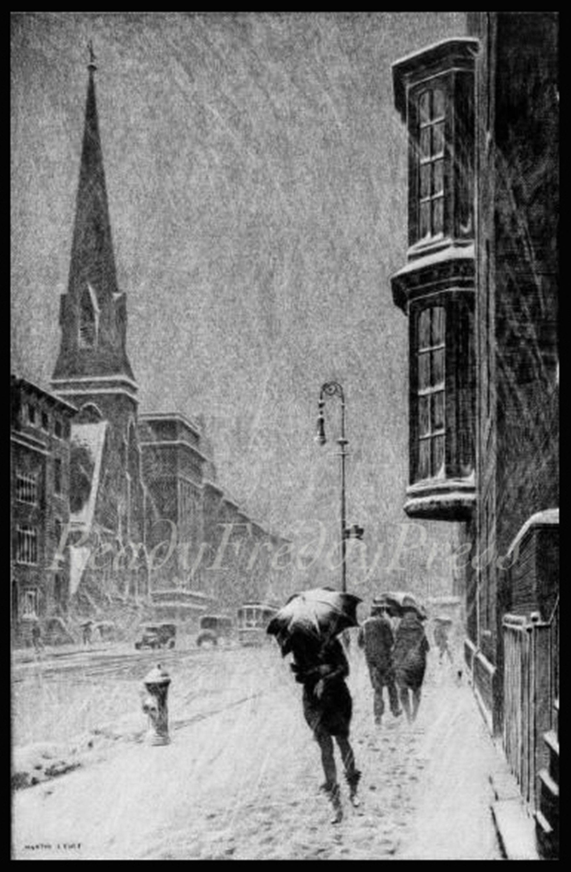 Artist Notes/ Martin Lewis/ 1930s Snow in NYC /vintage Image Lithograph ...