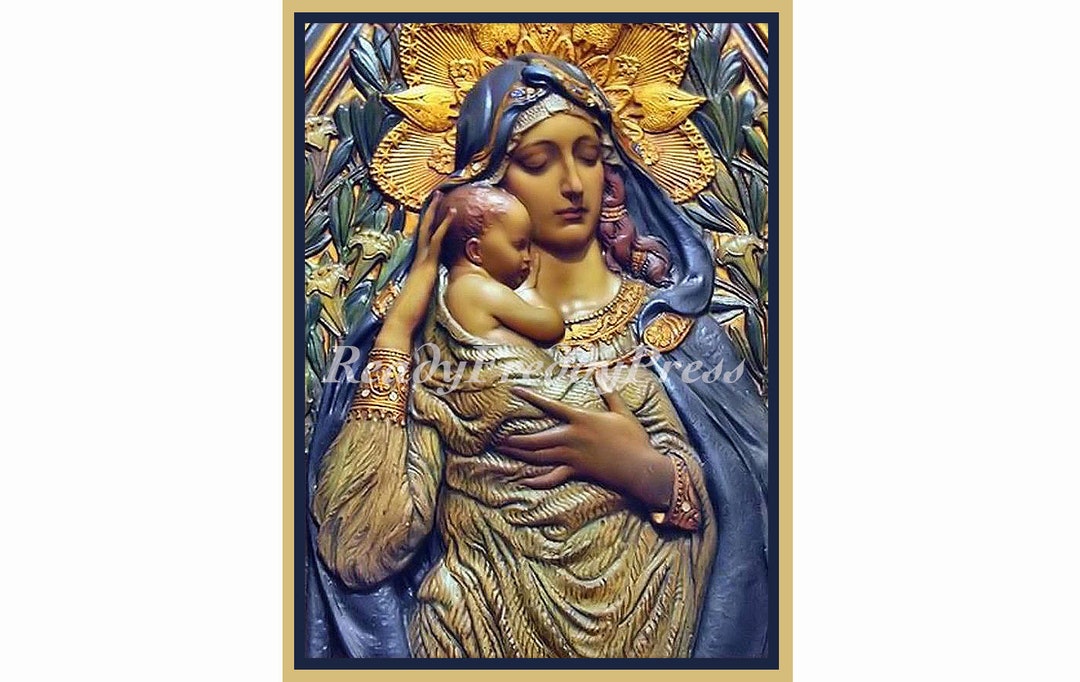 Notecard Blue Madonna Icon/ Religious/vintage Image/ Madonna & Child ...