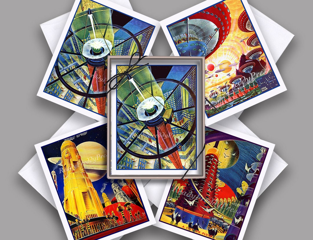 Science Fiction Notecards/ Vintage Images/ Planets/ Fantasy/ Aliens ...