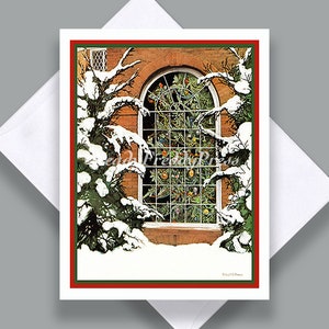 Christmas Card/ Holiday/ Christmas Tree/ Window/ Vintage Image Card ...