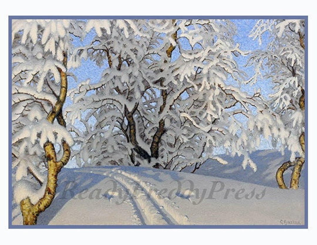 Christmas/ Holiday/ Winter/ Snow Notecards Cards/ Vintage Image/ Boxed ...