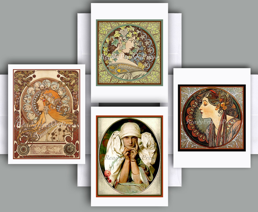 Notecards: Artist Notes Alphonse Mucha/ Art Nouveau / Vintage Images ...