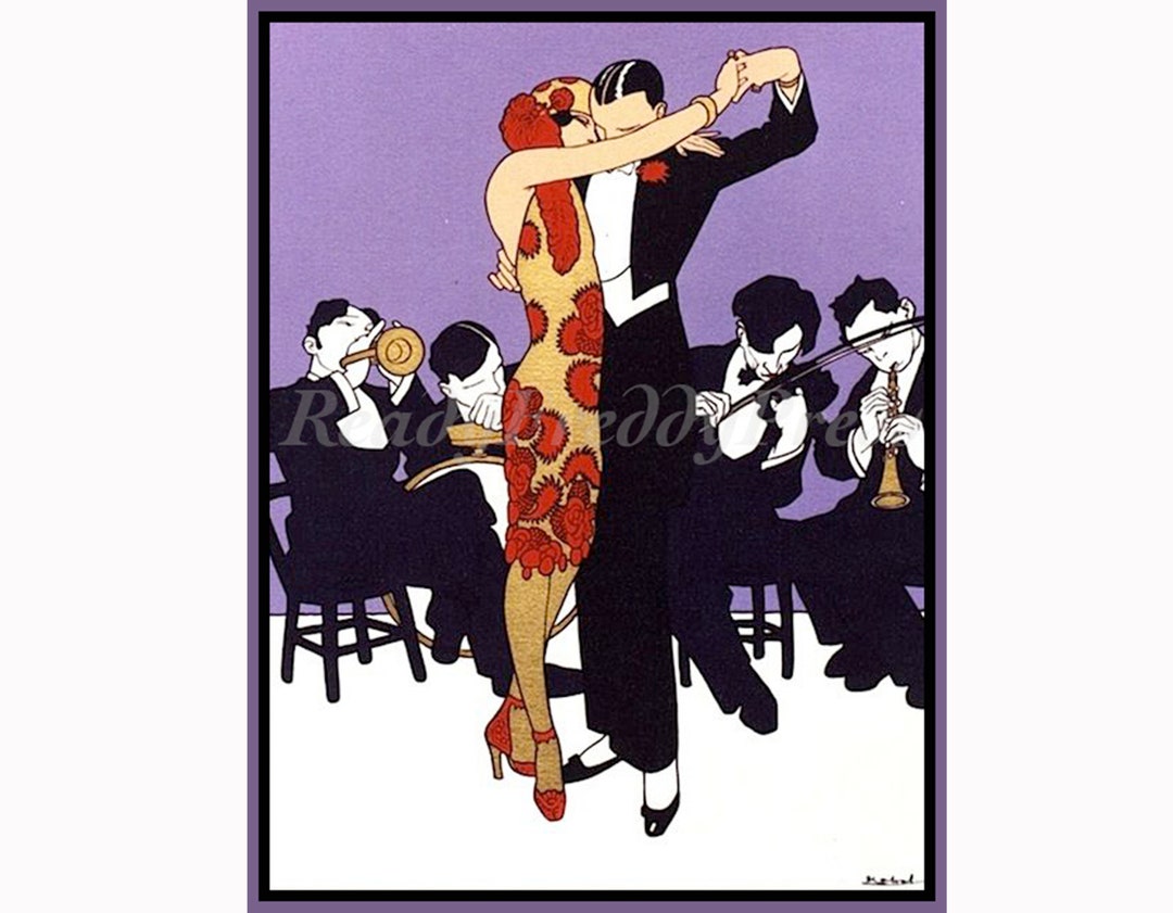 Valentine Cards/ Art Deco Vintage Image/ Tango/ Latin/ Dancing/couple ...