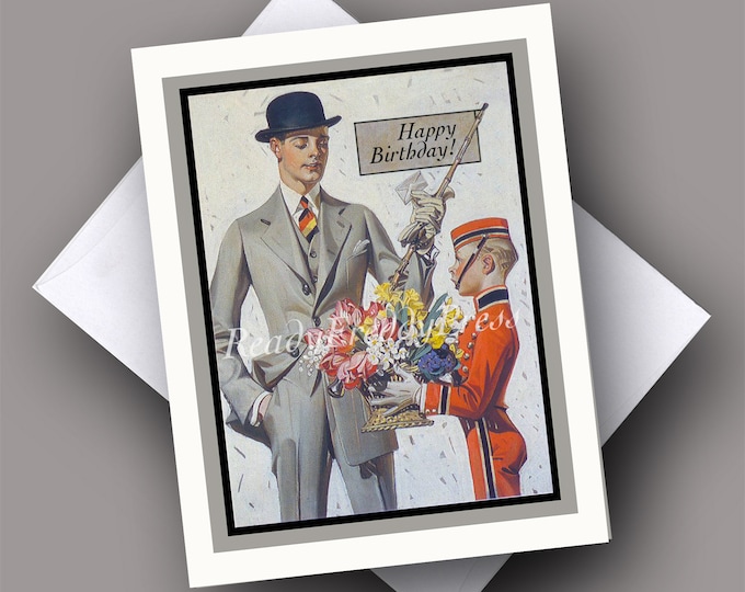 Single Notecard Happy Birthday/ Gentleman/dapper/ Handsome/ Flowers ...