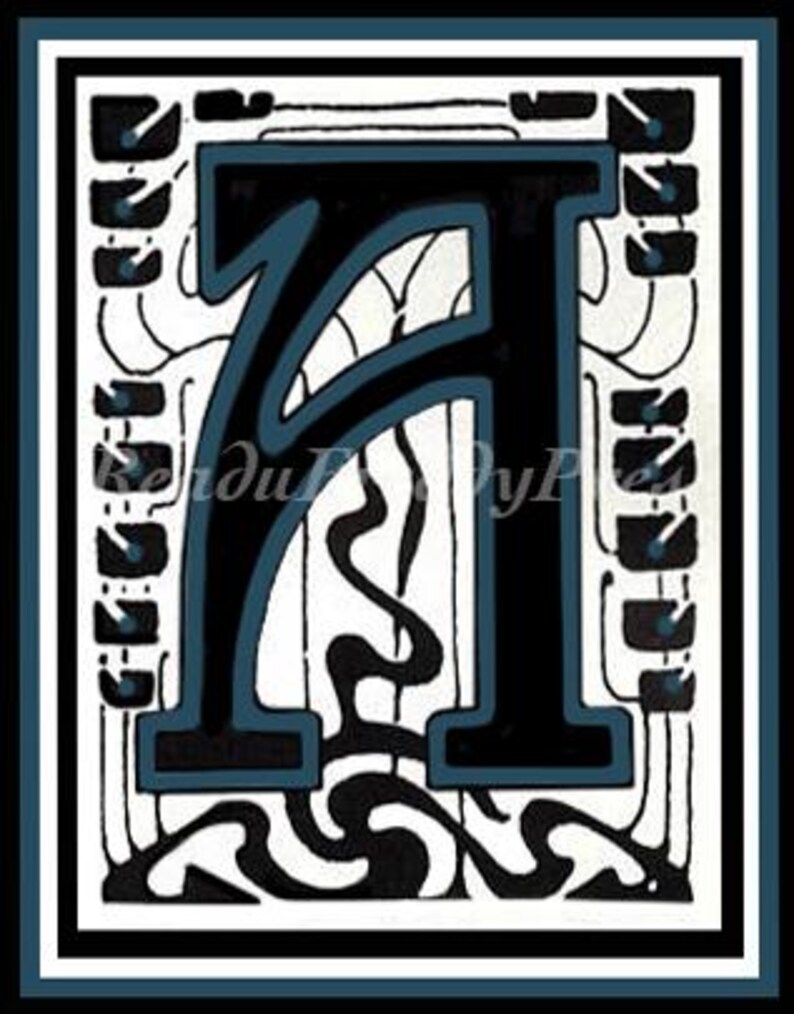 Monogram"a"initial/ Vintage Art Nouveau Initials/ Colorful/ Artistic ...