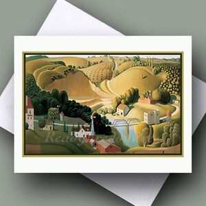 Notecard Grant Wood Vintage Image/ Mid Century/ Stone City Iowa ...