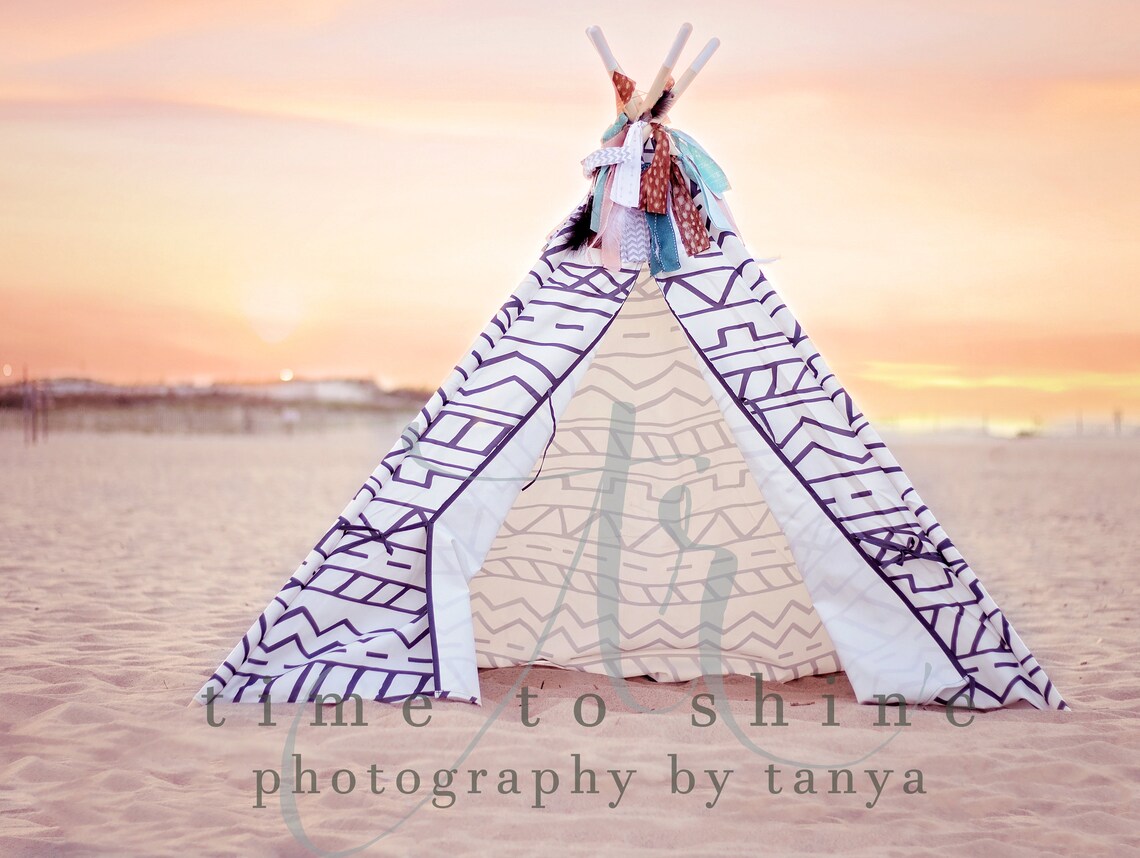 Beach Teepee Digital Backdrop, Summer, Photoshop, Photography, Digital ...