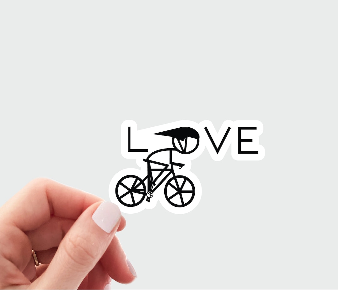 Love Cycling Sticker, Cute Biking Decal, Cyclist Sticker, Biking Laptop ...