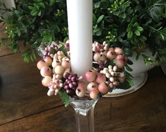 Fall Pumpkin Berry Candle Ring Mustard Eucalyptus,boxwood Greenery ...