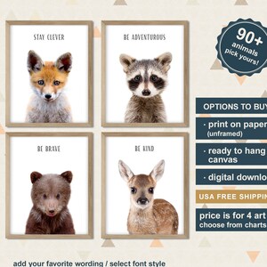 Be Brave Be Kind Animal Art Nursery, Woodland Baby Animals Nursery ...