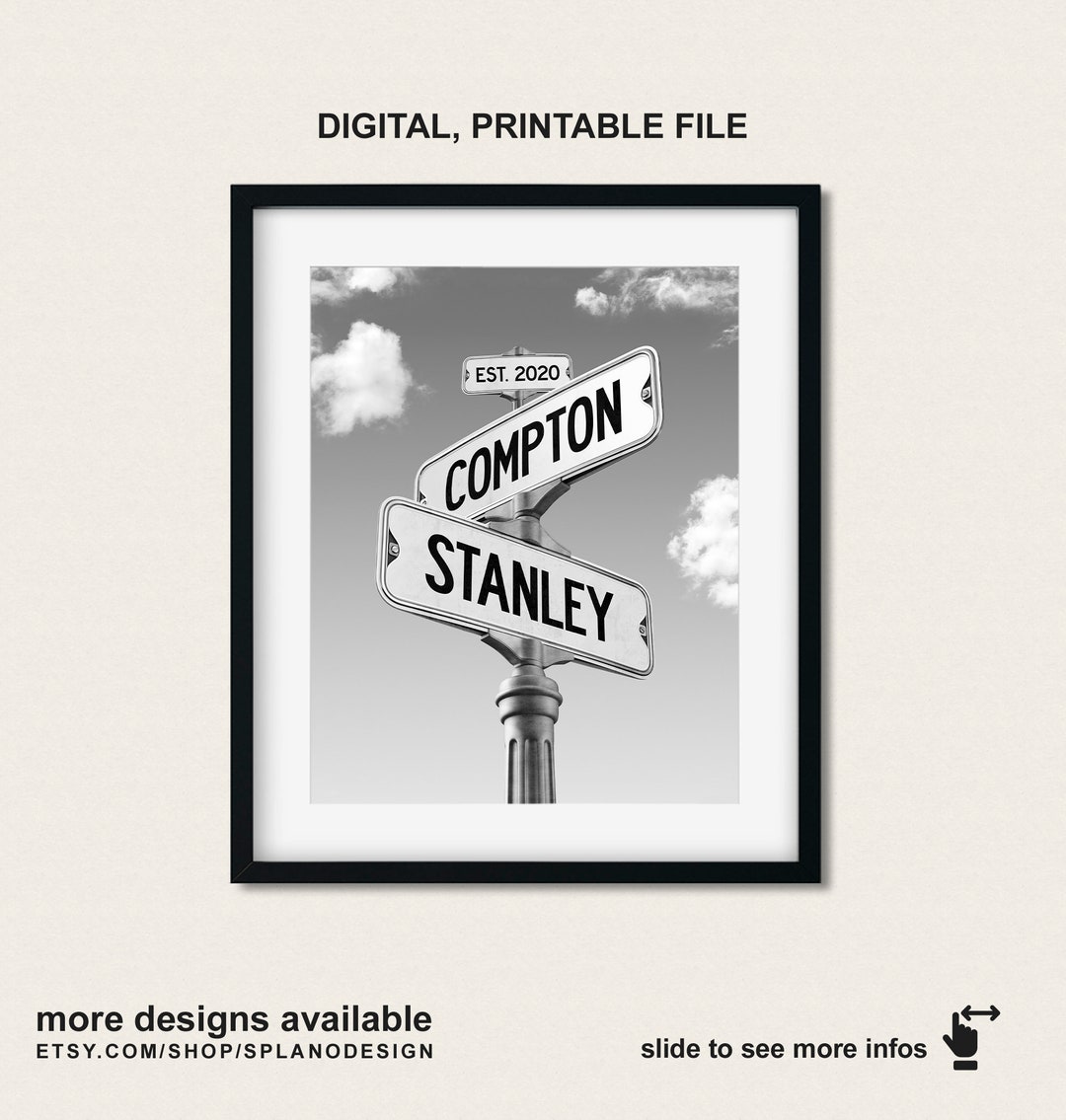 Personalized Street Sign Names Print: Wedding Engagement Gift (digital ...