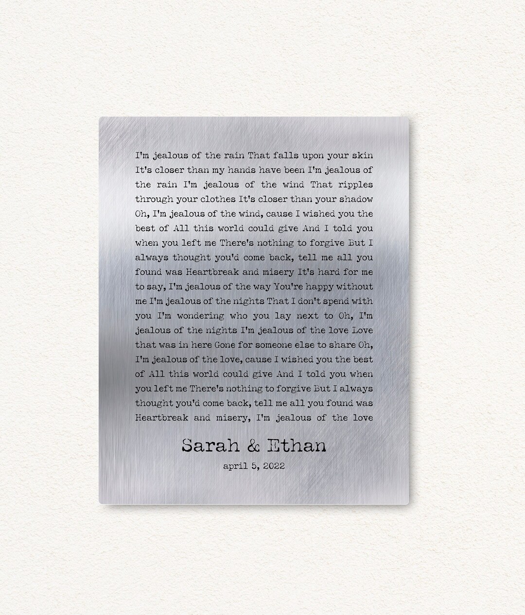 Custom Typewriter Poem on Metal, Personalized Wedding Anniversary ...