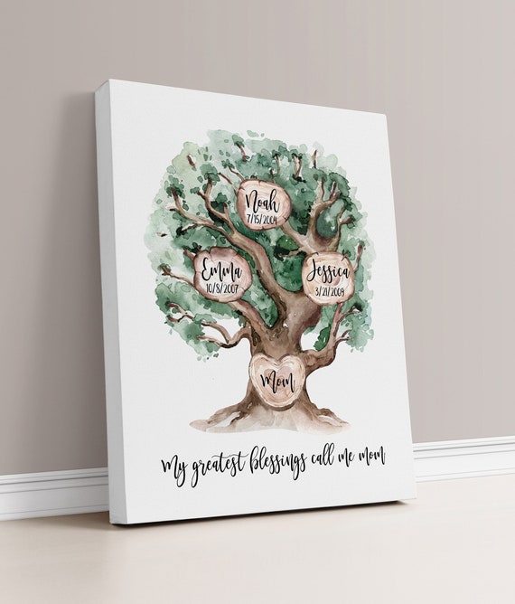 Personalized Family Tree Mom Custom Mothers Childrens Canvas | Etsy