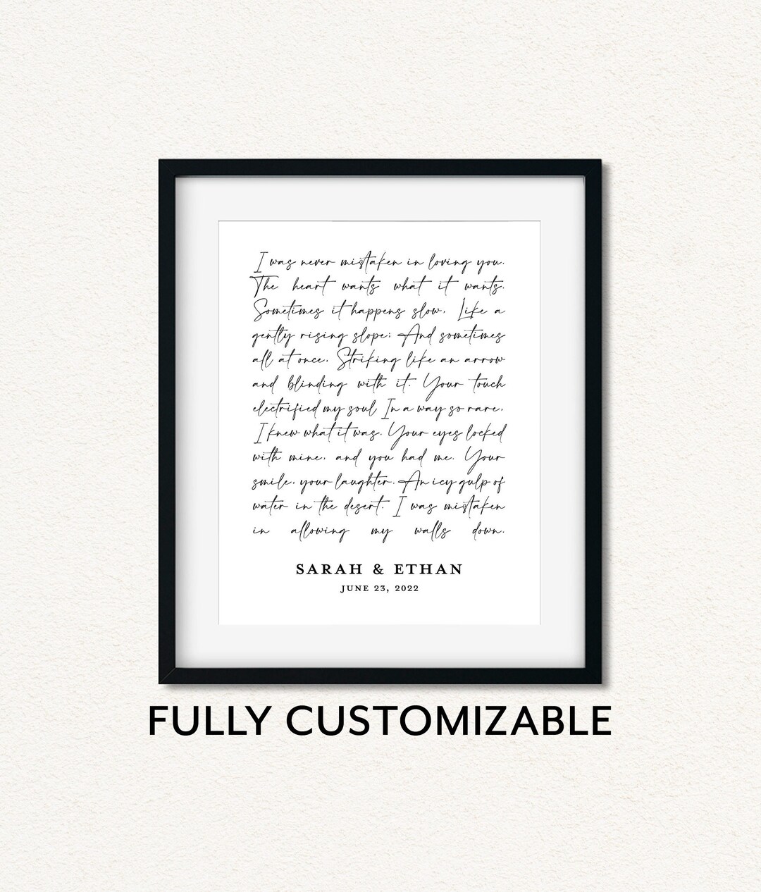 Custom Love Letter Art Print, Wedding Anniversary Gift, Custom Speech ...