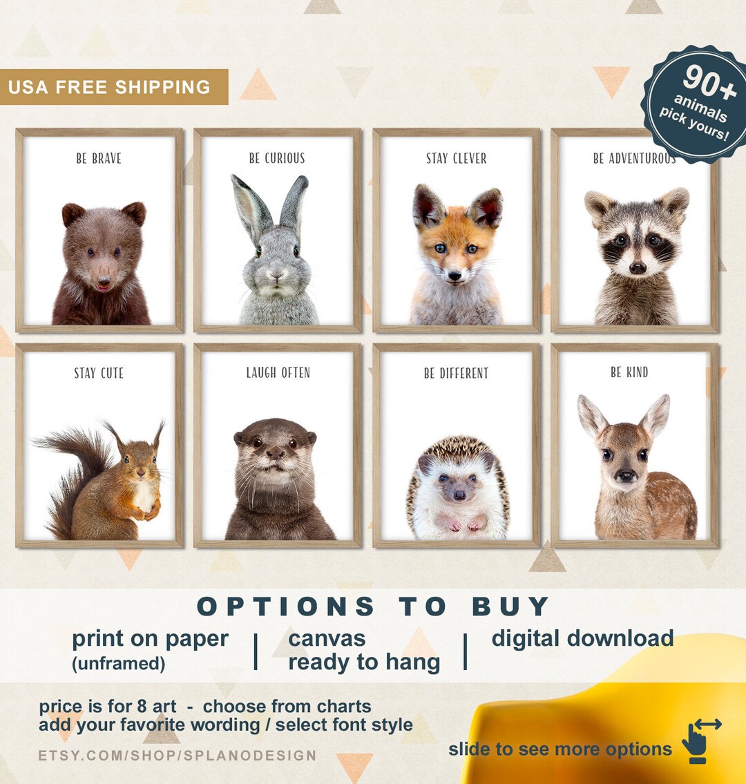 Modern Woodland Nursery Animals, Forest Creatures Prints Set of 8 ...