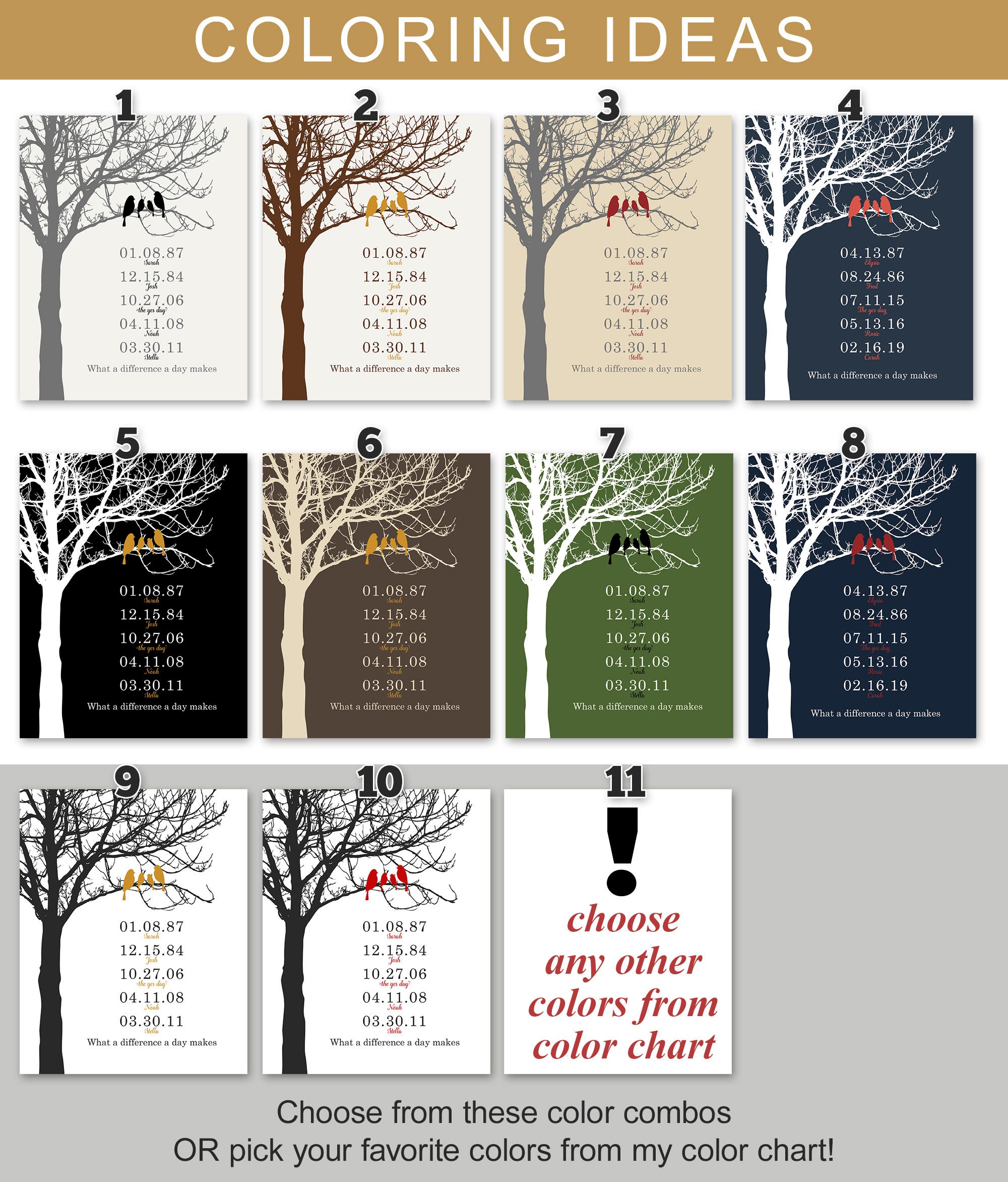 Personalized Family Dates Sign With Names Custom Anniversary | Etsy