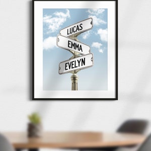 Personalized Family Wall Art for Living Room, Family Road Sign With ...