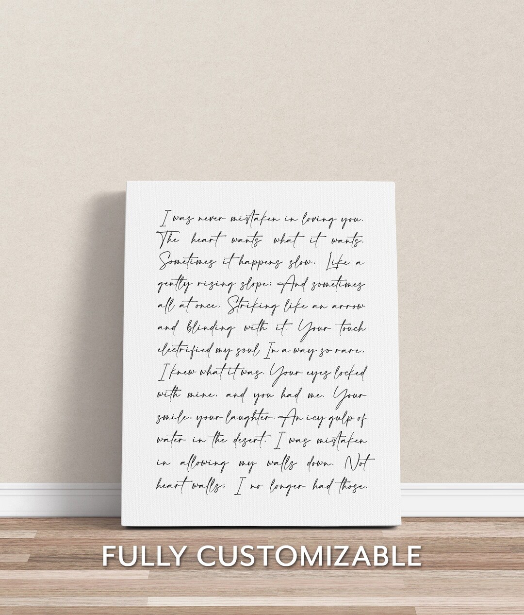 Custom Poem Canvas, Custom Text Print, Love Letter Print Personalized ...