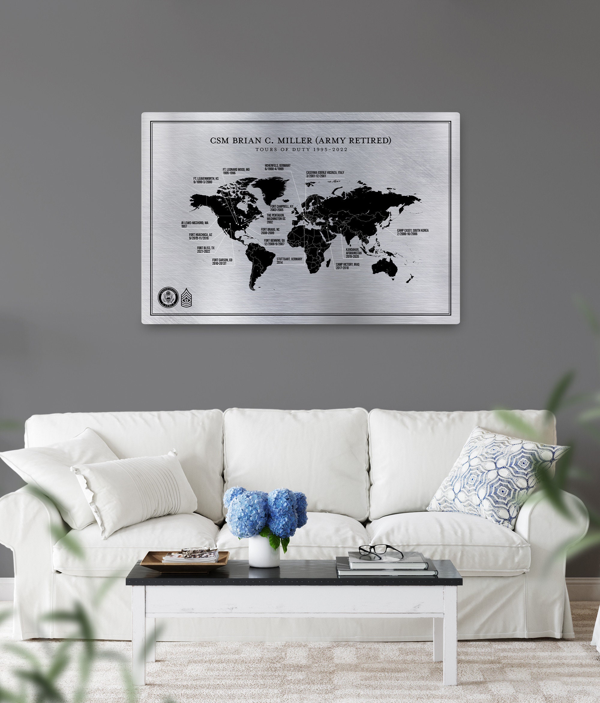 Metal Military Retirement Map: Personalized Duty Station Sign - Etsy