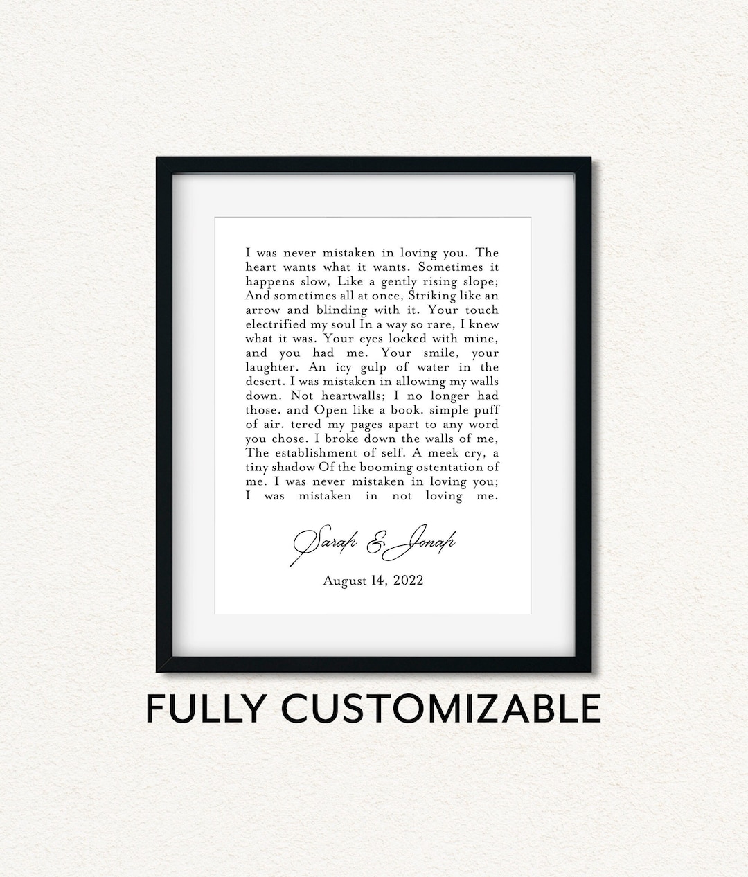 Custom Wedding Vows Print: Love Letter, Speech Art on Canvas - Etsy