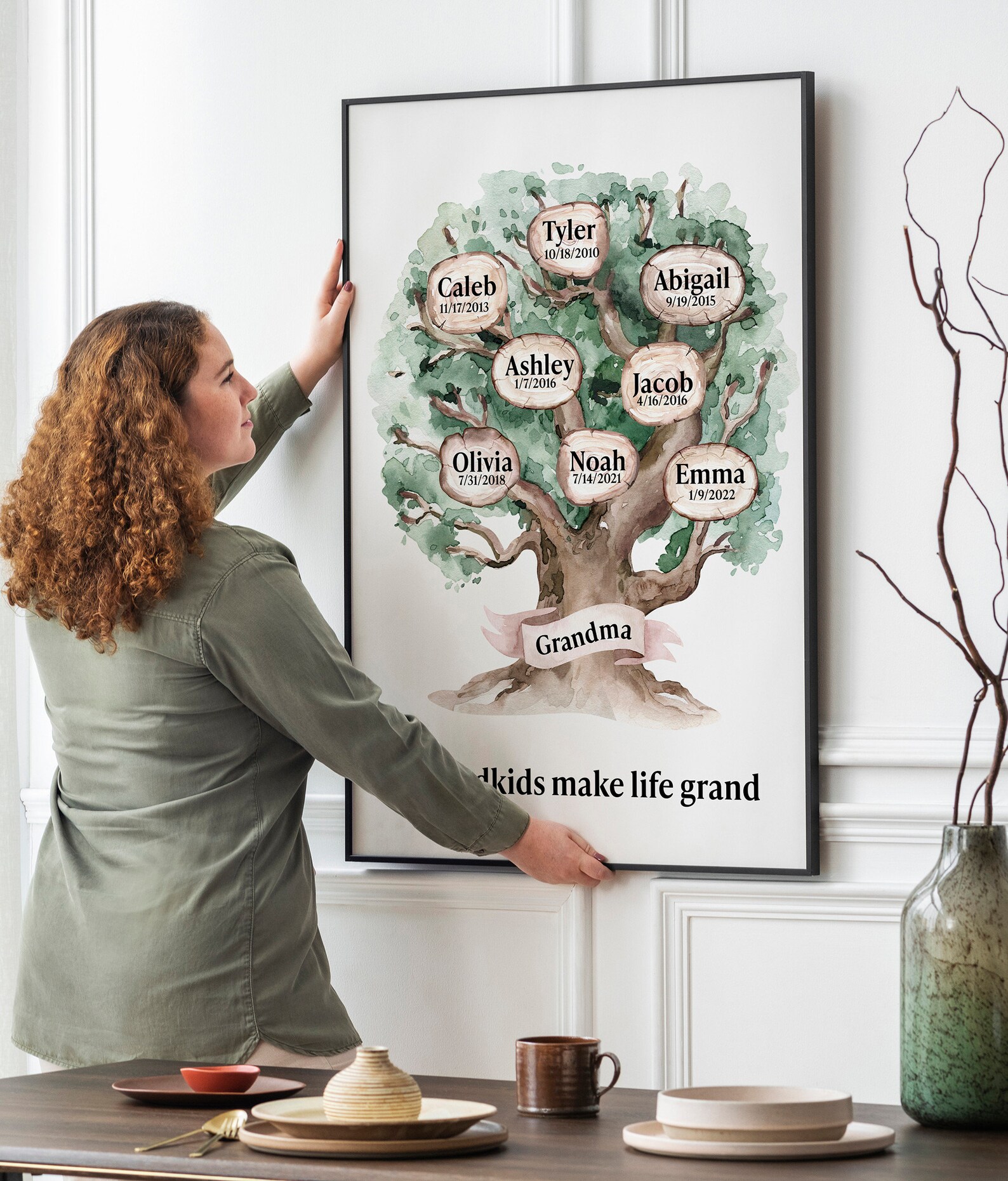 Custom Grandmas Grandchildren Tree Grandkids Names and - Etsy