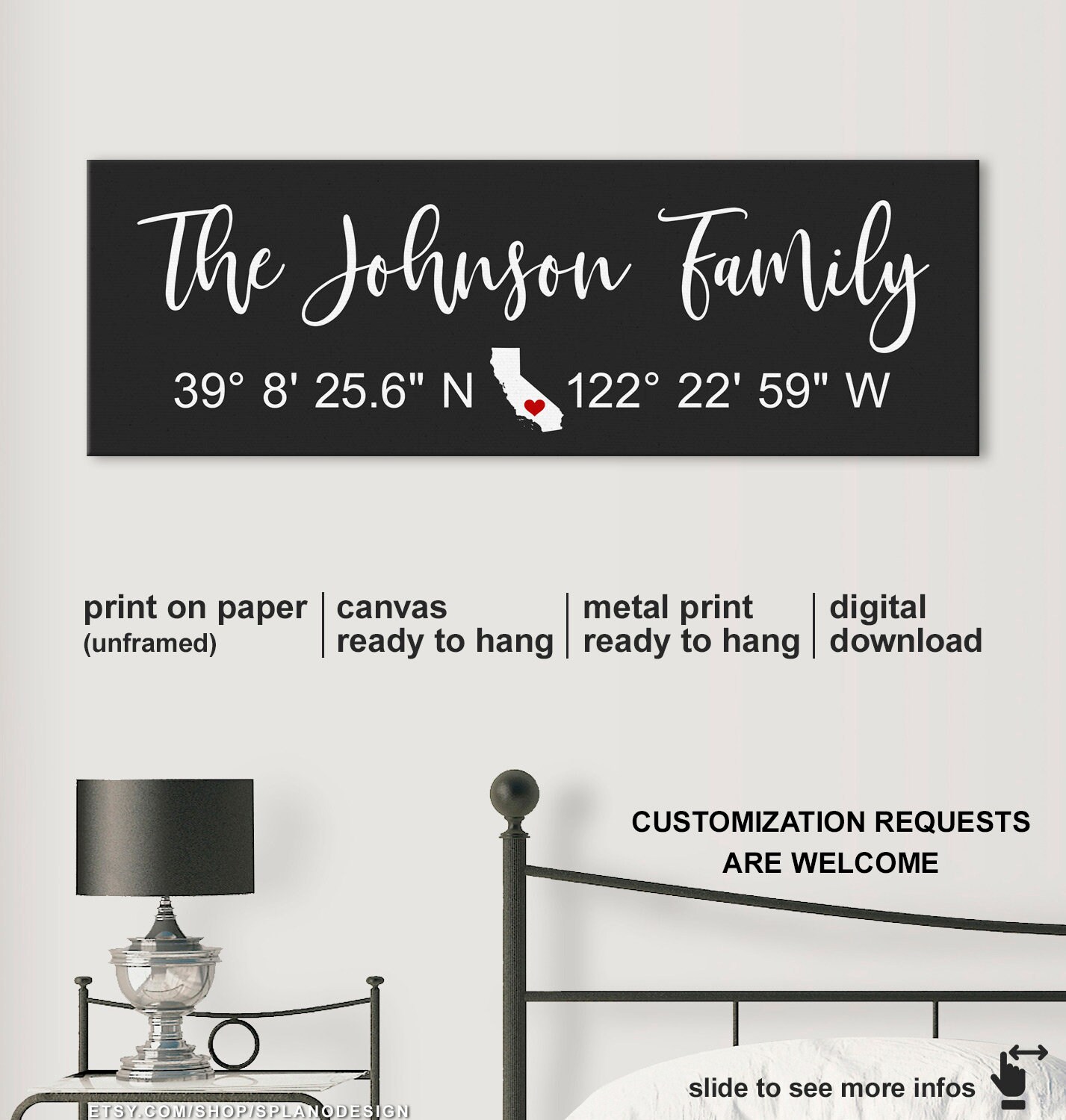 Coordinates Sign Family Last Name Housewarming Gift GPS | Etsy