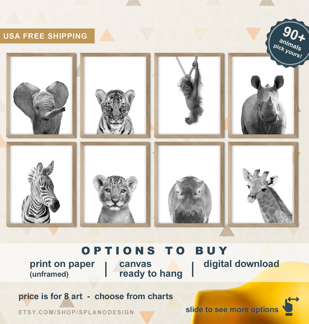 Safari Animal Prints for Nursery, Jungle Animal Prints for Nursery ...