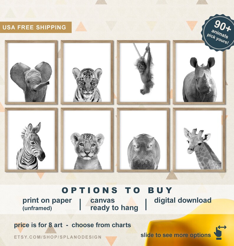 Safari Animal Prints for Nursery Jungle Animal Prints for | Etsy