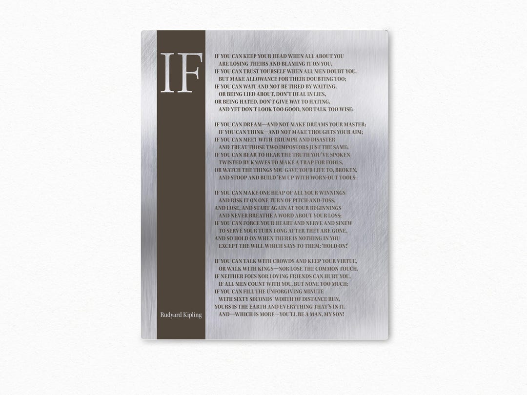 If Rudyard Kipling Customizable Poem on Metal, Executive Office Gift ...