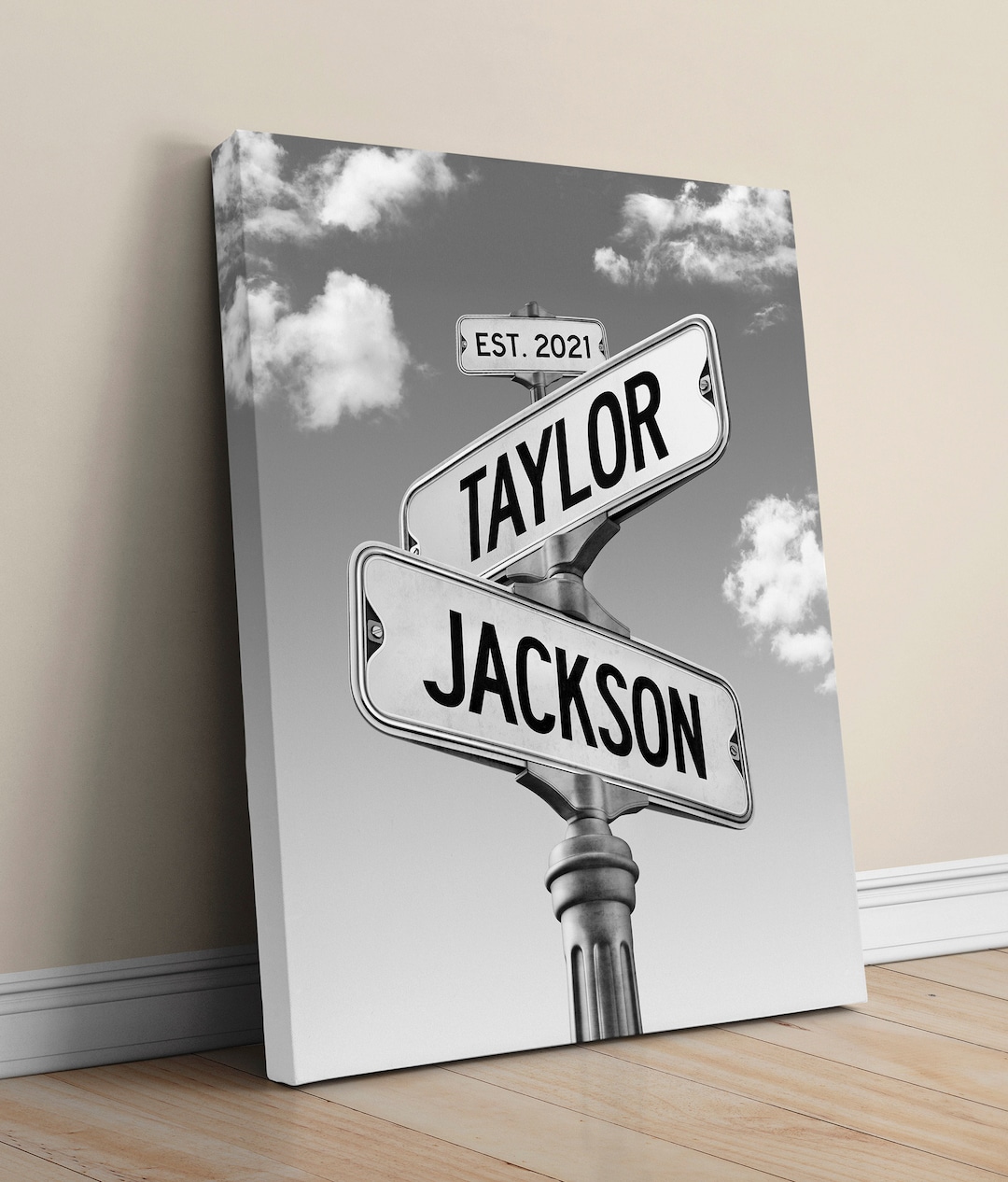 Engagement or Wedding Street Sign Canvas for Couple: Custom Bridal ...