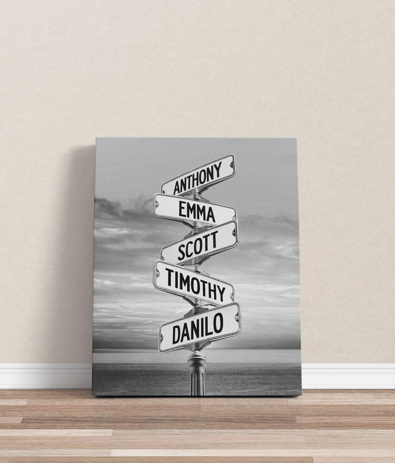 Custom Family Street Sign Canvas: Personalized Ocean Sunset Wall Art - Etsy