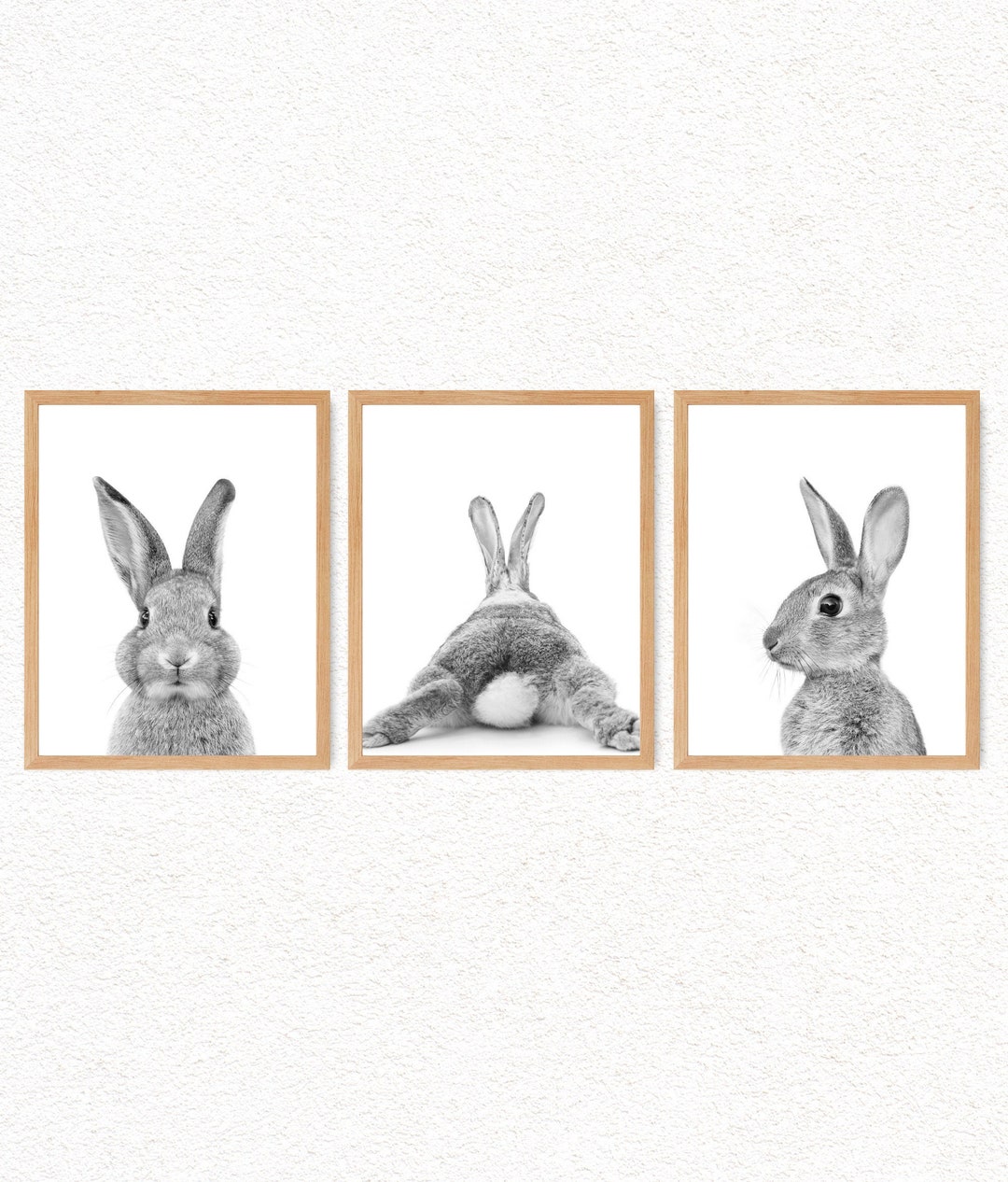 Baby Bunny Nursery Wall Art Set of 3, Woodland Animal Canvas or Paper ...