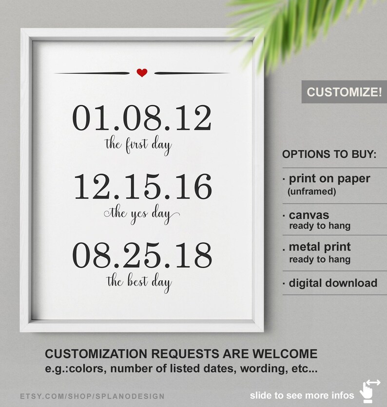 Special Dates Print Love Story Sign With Dates Black and - Etsy