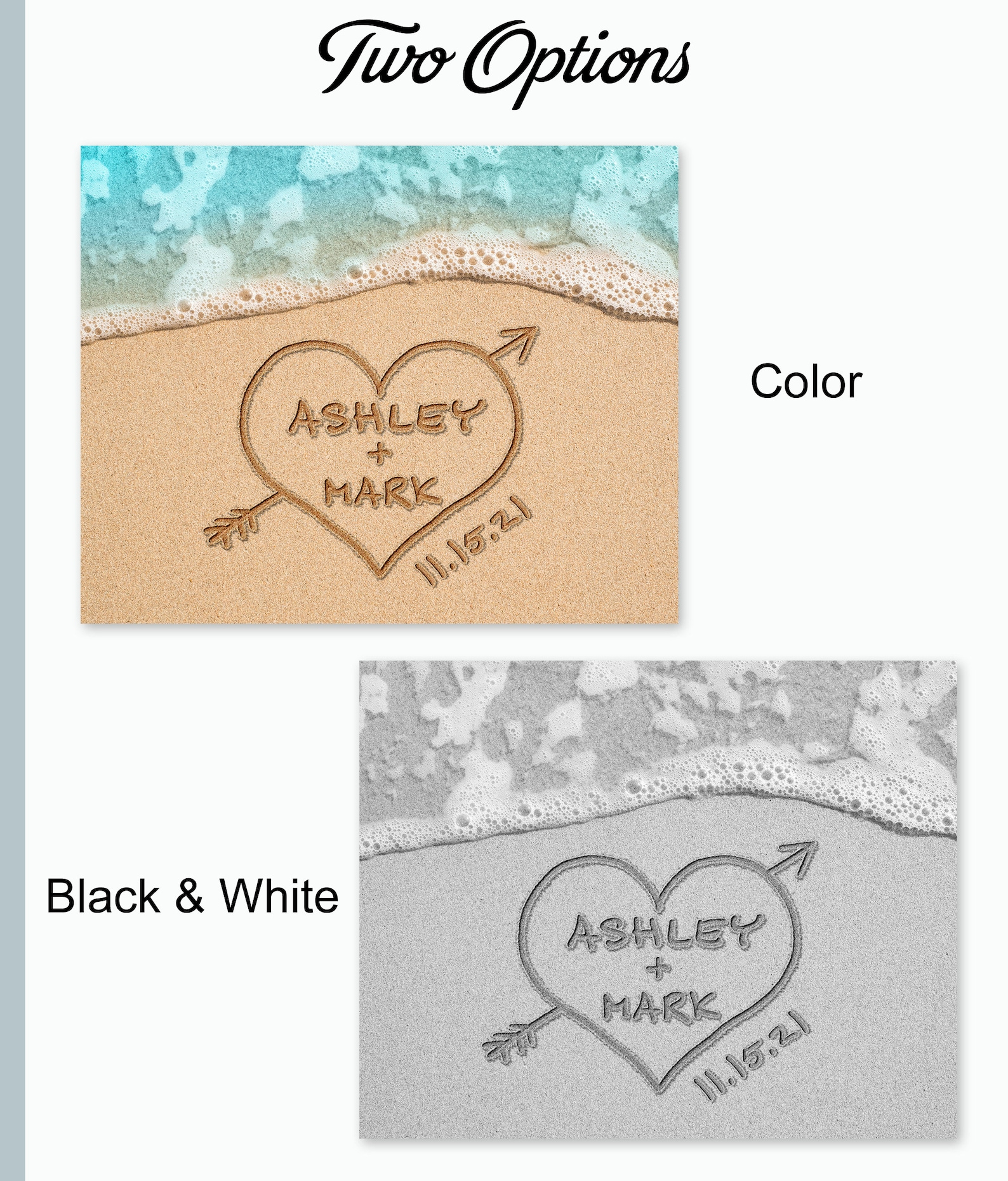 Beach Wedding Gifts for Couple Personalized Heart in Sand | Etsy