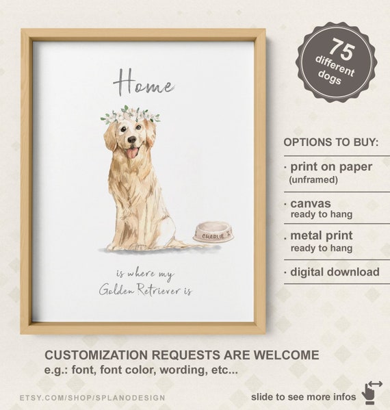 Dog With Flower Crown Pet Lovers Sign Floral Puppy Art | Etsy