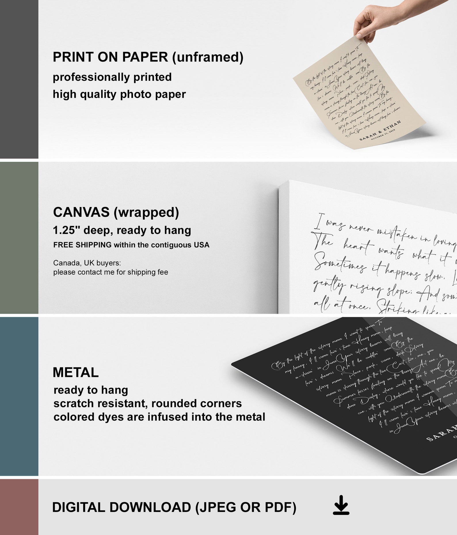 Custom Poem Canvas Custom Text Print Love Letter Print - Etsy