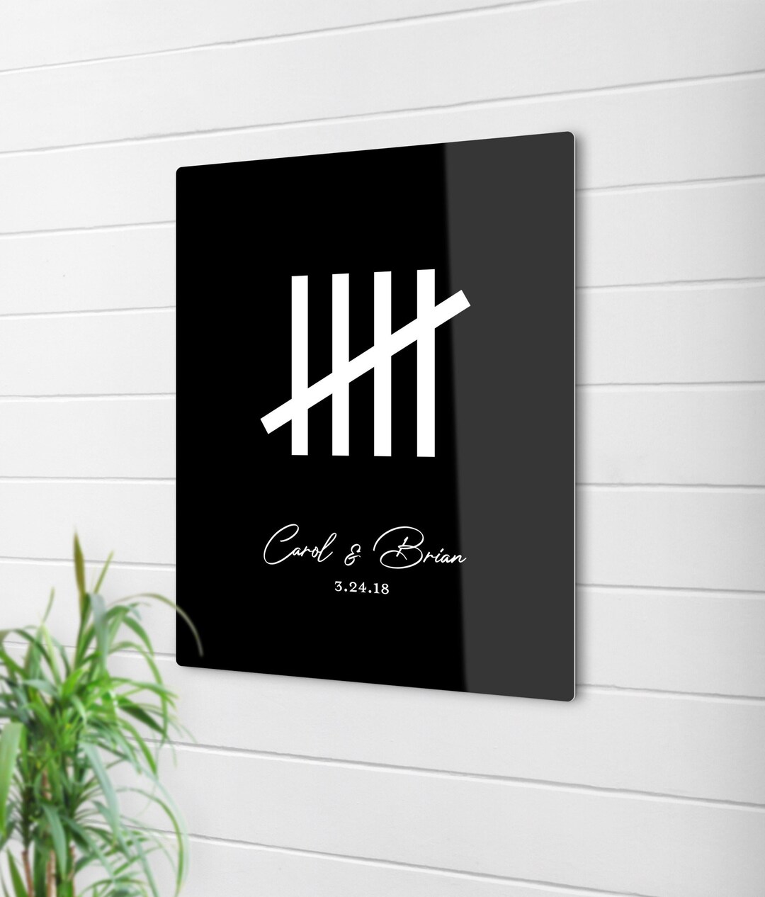 Personalized Metal Anniversary Tally Marks Art - Wedding Date Wall ...