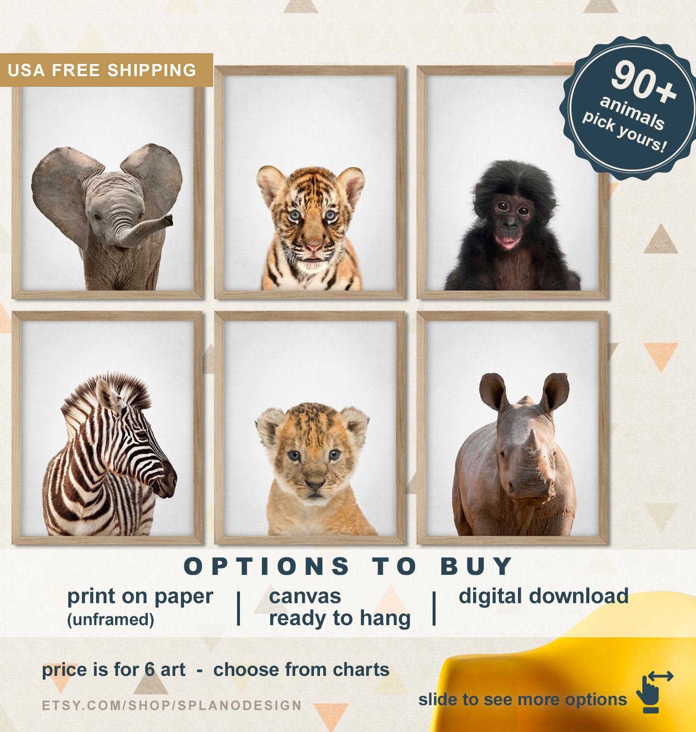 Baby Safari Animals Art, Safari Animal Prints for Nursery, Nursery ...