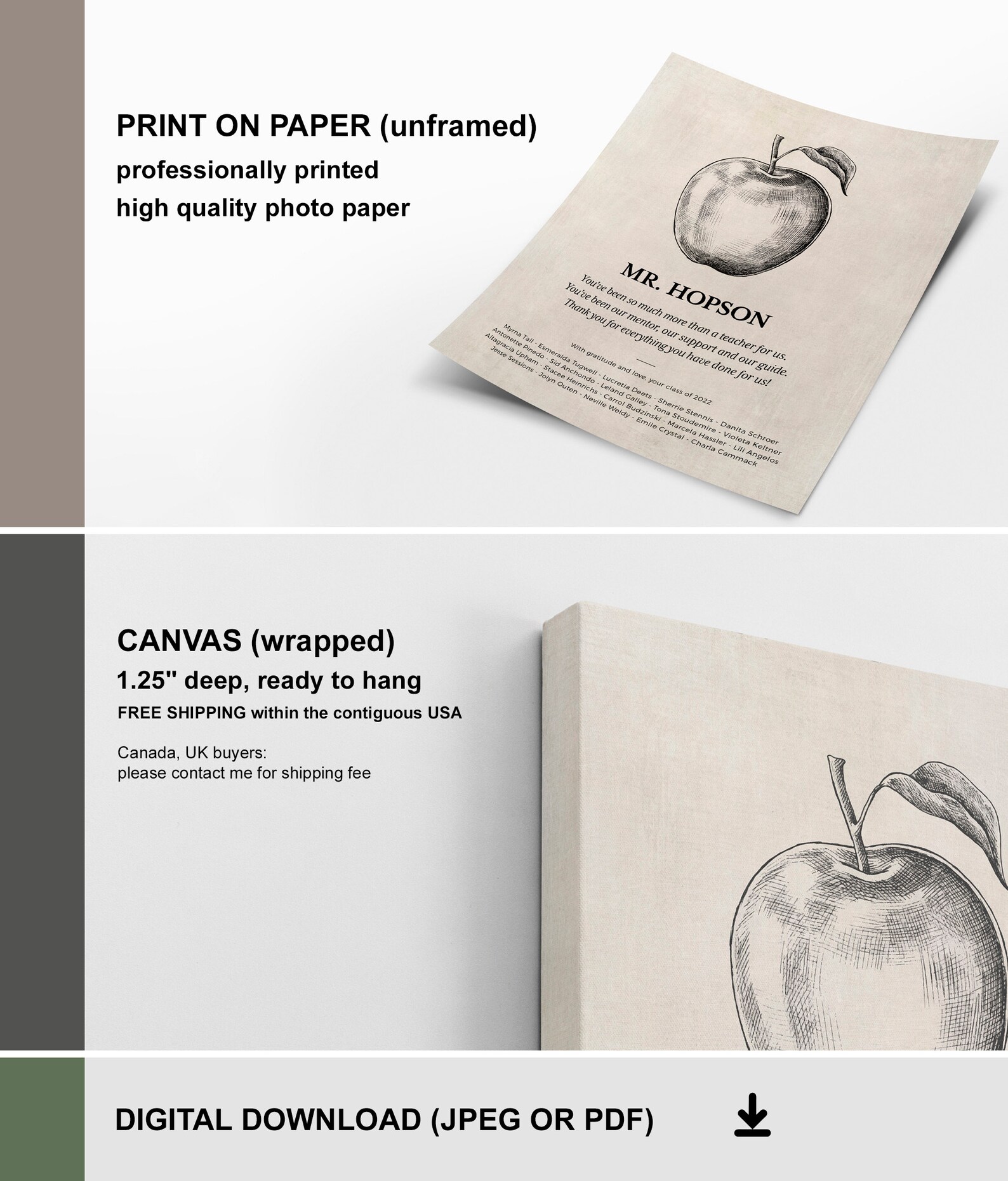 Apple Teacher Gift Custom and Personalized End of Year - Etsy