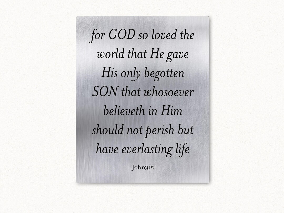 Religious Metal Scripture Art Customizable: John 3 16 Metal Bible Verse ...