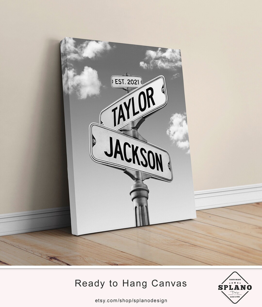 Engagement or Wedding Street Sign Canvas With Names, Anniversary Gift ...