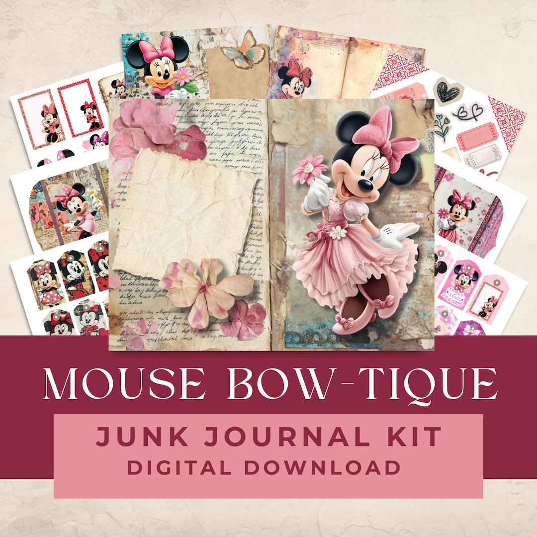 Mouse Bow-tique Junk Journal Kit: Printable Ephemera (300 DPI Digital ...