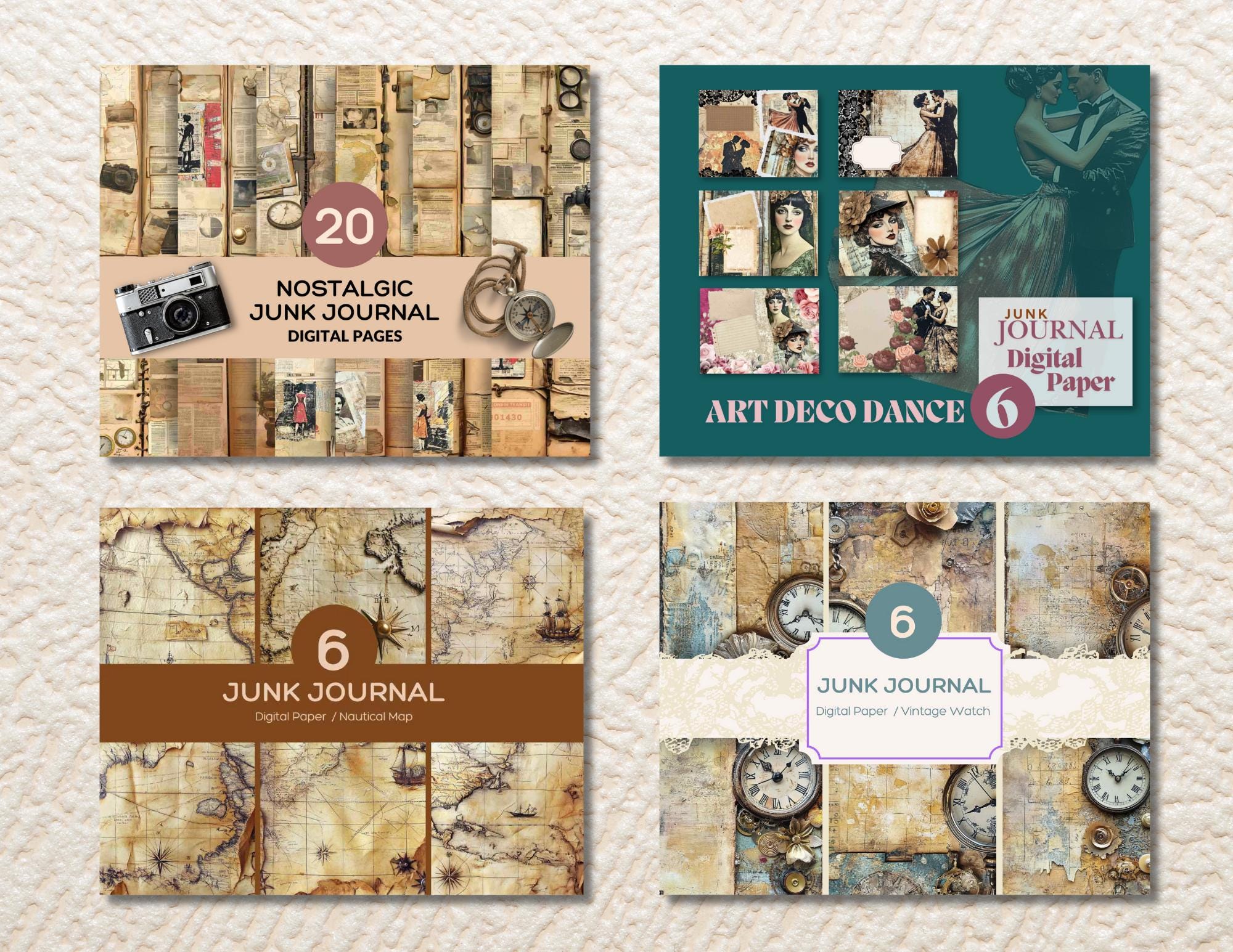 WHOLE Shop Bundle Junk Journal and Scrapbooking Nostalgic Digital Paper ...