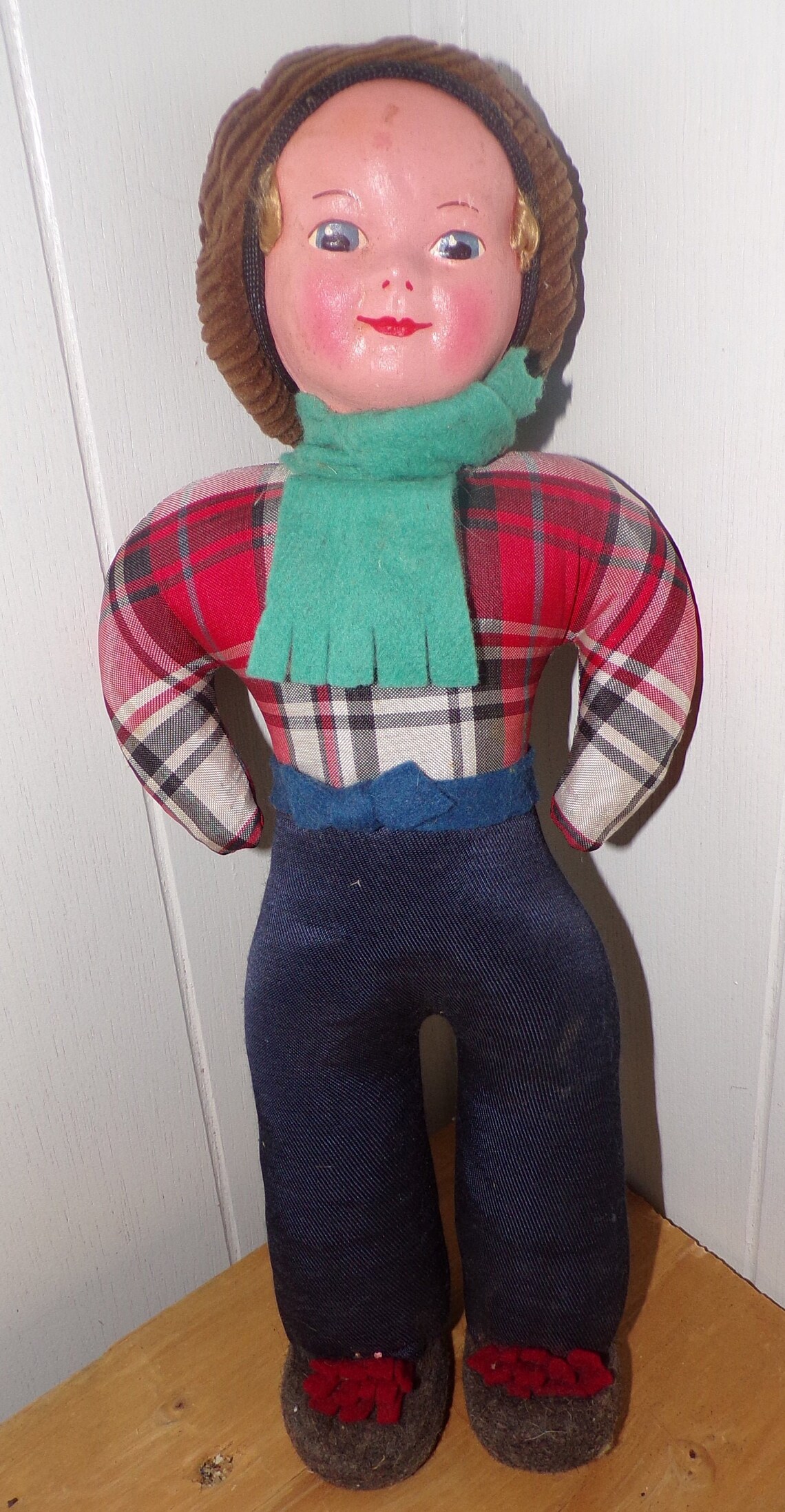 Vintage Cloth Dutch Boy Doll with Plastic Face | Etsy